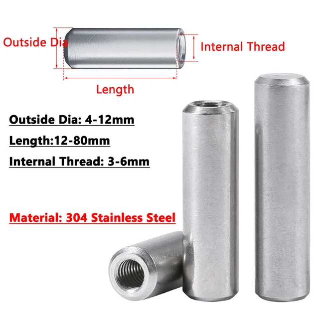 DOWEL PINS INTERNAL Thread Locating Pin Metric M3 M4 M5 M6 A2 Stainless ...