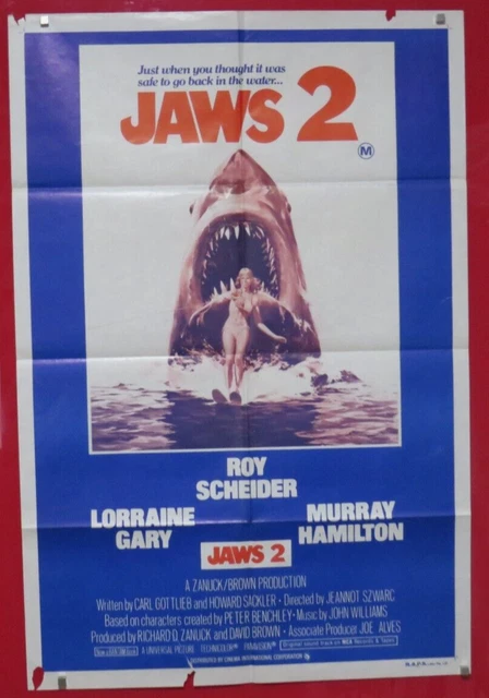 JAWS 2 ORIGINAL 1978 AUSTRALIAN 1 SHEET CINEMA FILM POSTER Roy Scheider ...