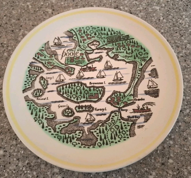 POOLE POTTERY SANDBANKS Poole Map Plate 9" Vintage 1967-1972 Mark £6.44 ...
