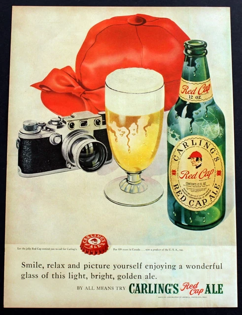 1949 CARLINGS RED Cap Ale Vintage Magazine Print Ad 12 Ounce Bottle $12 ...