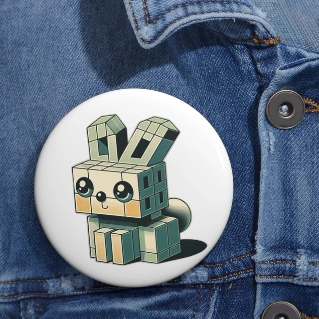 CUSTOM PIN BUTTON Badge Vintage Art Deco Ziggy The Bunny Abstract ...