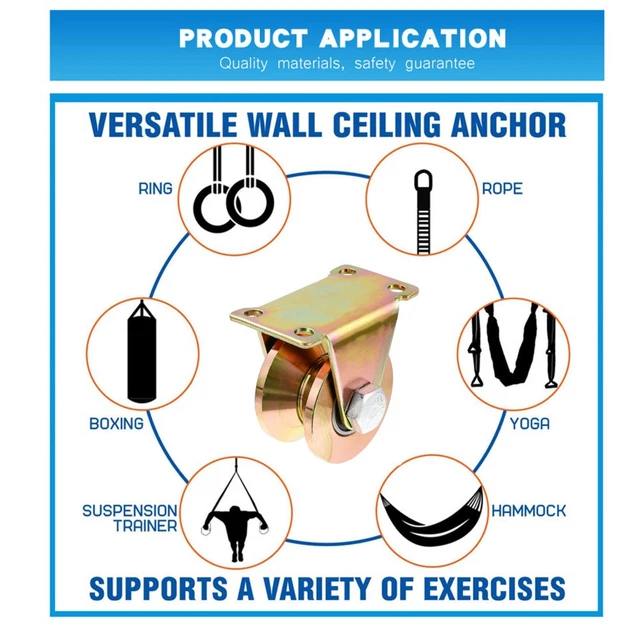 2 PCS HEAVY-DUTY Rail Pulley V-Type Groove Wheel Lifting Rope Block $44 ...