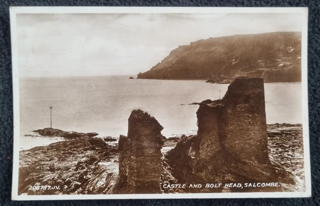 VINTAGE REAL PHOTO Postcard Castle & Bolt Head, Salcombe, Devon 1918 £1 ...