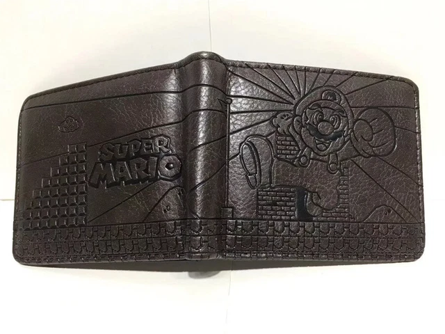 SUPER MARIO LUIGI Embossed Wallet Short Bi-fold Zipper Coin Card Holder ...