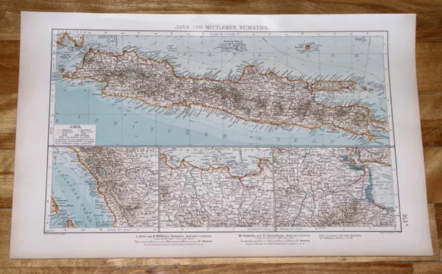 1922 ORIGINAL VINTAGE Map Of Java / Batavia Jakarta Djakarta ...