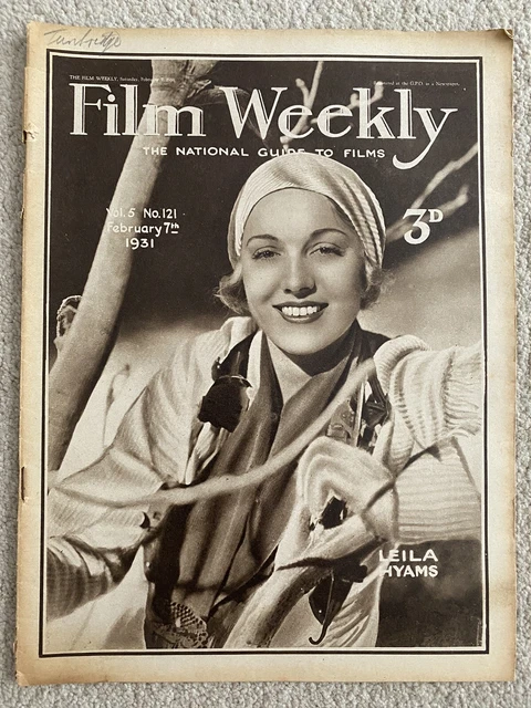 FILM WEEKLY 7TH February 1931 Leila Hyams / Alice White / Louis Wolheim ...
