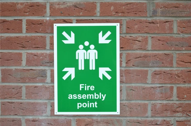 FIRE ASSEMBLY POINT plaque Fire Assembly Point Sign Aluminum Emergency ...