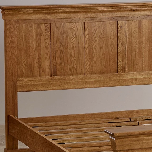 OAK FURNITURE LAND French Farmhouse King Size Bed Frame & Blanket Box £ ...