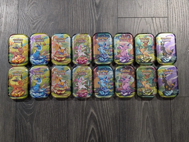 POKÉMON TCG PRISMATIC Evolutions Mini Tins x 16 Full Complete Art Set ...