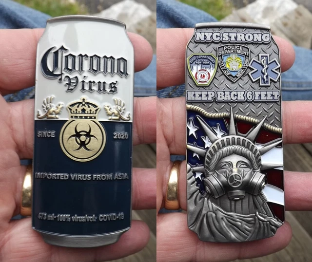 CORONA VIRUS COVID EMS NYPD Police Department Challenge Coin white/blue ... CORONA VIRUS COVID EMS NYPD Police Department Challenge Coin white/blue ...