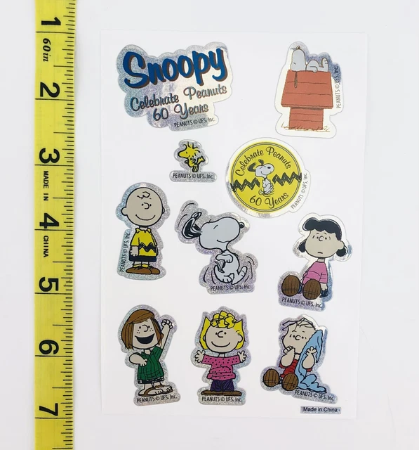 FINE LINE PEANUTS Snoopy Charlie Brown Glitter Shiny Sticker Sheet 4x6 ...