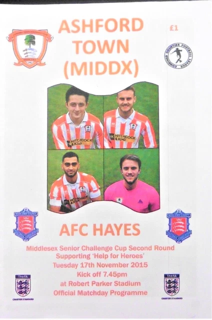 ASHFORD TOWN (MIDDLESEX) V Afc Hayes 17/11/2015 Middlesex Senior Cup ...