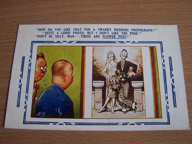 VINTAGE BAMFORTH COMIC Postcard No 2906 Swanky Wedding Photos 1938 £2. ...
