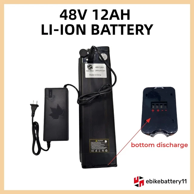 48V12AH EBIKE BATTERY Pack Lithium Ion BMS Electric Bicycle Charger ...