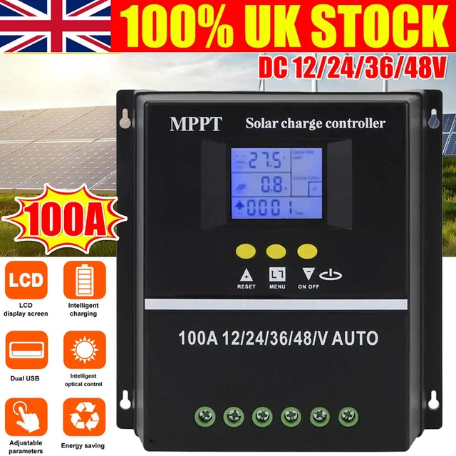 4000W 100A MPPT Solar Charge Controller 12V/24V/36V/48V Battery PV Regulator USB £30.89 ...