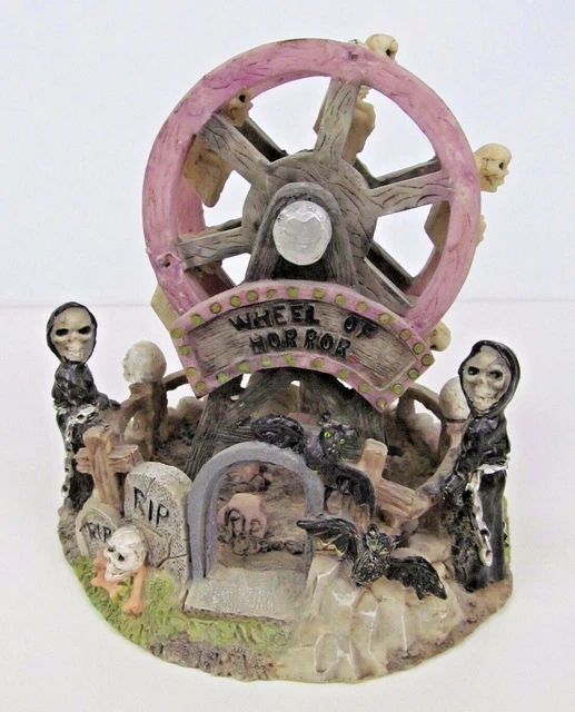 WHEEL OF HORROR Rotating Carousel Ceramic Halloween Decoration 6" x 6 ...