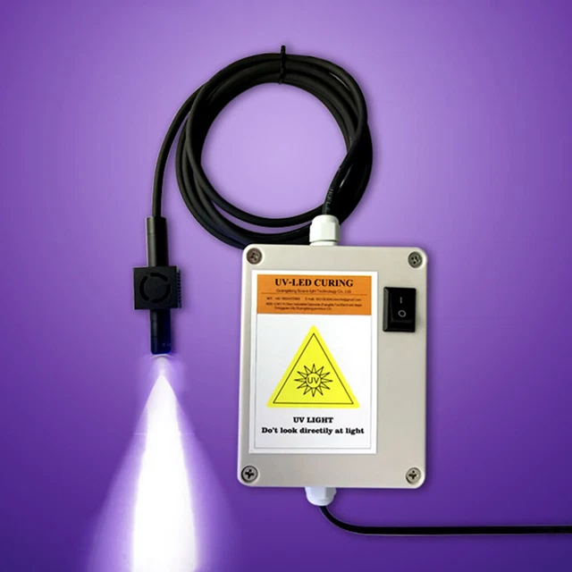 MÁQUINA DE CURADO 10W 365nm UV LED Lámparas Punto Circular Directo VENTILADOR Refrigeración EUR ...