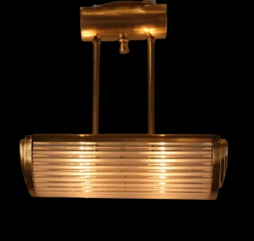 ANTIQUE VINTAGE ART Deco Brass Glass Rod Ship Ceiling Fixture Hanging ...