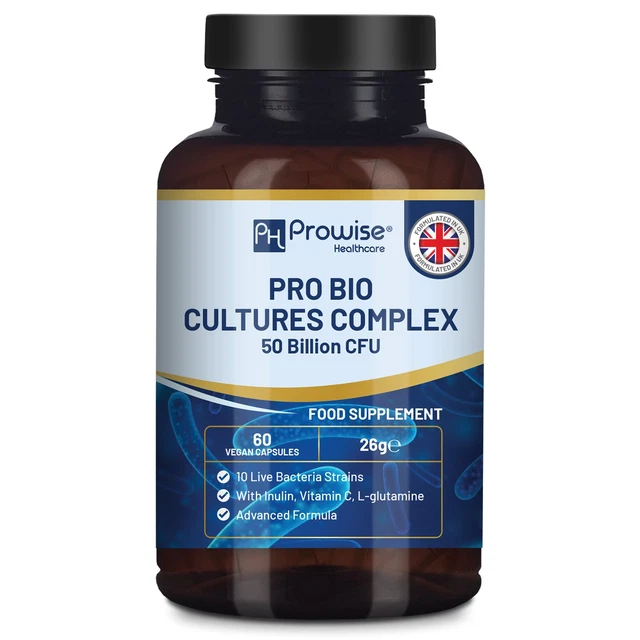 PRO BIO CULTURES Probiotics with Inulin-Glutamine & Vitamin C - 60 ...