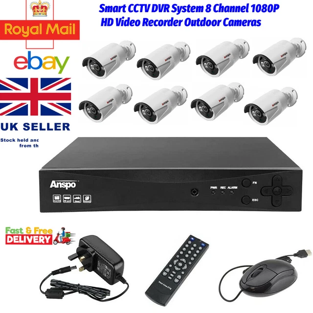 ANSPO SMART CCTV 4/8/16 Channel CH DVR Recorder & Cameras 1080 HD ...