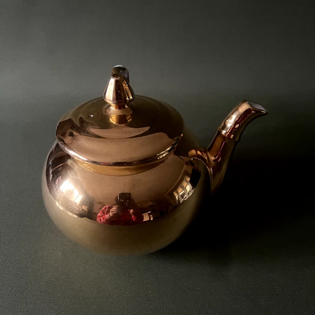 ROYAL WORCESTER FIREPROOF Gold Lustre Hot Chocolate Pot Made in England ...