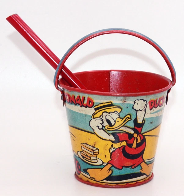 DISNEY'S 1939 SAND PAIL & SHOVEL, with DONALD DUCK, BRIGHT, CLEAN ...