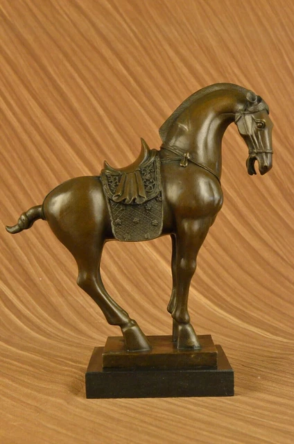 TANG DYNASTIE PFERD Messingskulptur Mantle Marmor Basis Statue Hot Guss ...