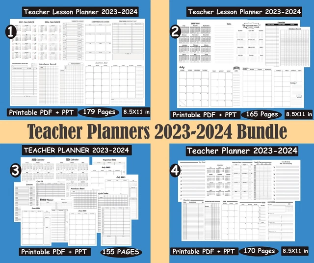 PRINTABLE TEACHER PLANNER Academic Year 2023-2024 Bundle - Weekly ...