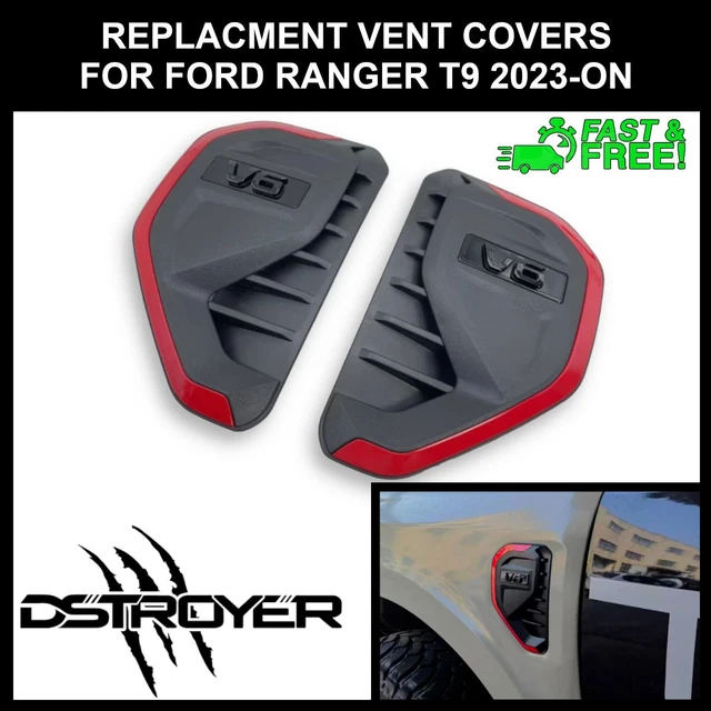AIR VENT COVERS (V6 Logo) Red Highlights For Ford Ranger T9 2023-on £65 ...