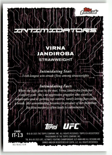TOPPS FINEST UFC 2025 No. IT-13 Virna Jandiroba Intimidators Refractor ...