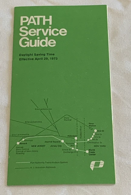 VINTAGE 1973 PATH Railroad Service Guide Timetable New York WTC Trade ...
