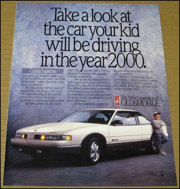 1989 OLDSMOBILE CUTLASS Supreme Print Ad 1988 Car Auto Vintage ...