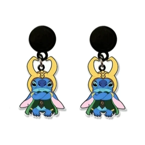 DISNEY'S STITCH AS Loki God Mischief Cosplay Caricature Drop & Dangle ...