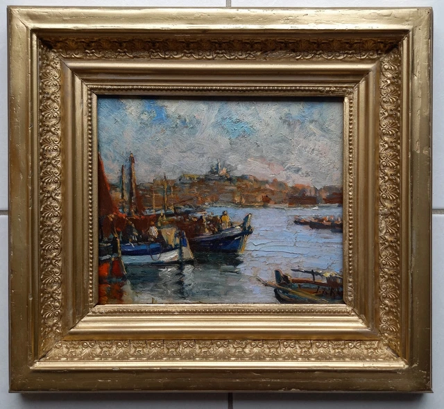 ANCIEN TABLEAU HUILE sur bois signé , marine MARSEILLE le vieux port EUR 185,00 - PicClick FR