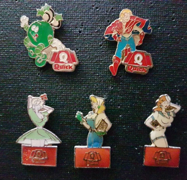 LOT DE 5 Pin's signés QUICK (Restaurant / Fast-food, pin-up) EUR 3,70 ...