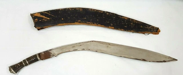 19TH CENTURY INDIAN Curved Ceremonial 'Kukri' Sword With Sheath EUR 109 ...