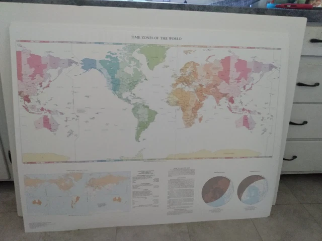 VINTAGE 1992 MAP LINK Time Zones of The World Map, Large 32" X 42" £31. ...