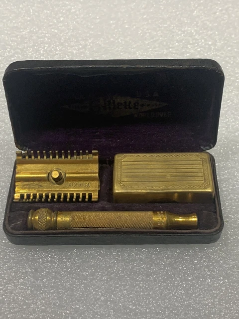 VINTAGE/ANTIQUE 1920’S GILLETTE Old Type DE Safety Razor Set W/case ...