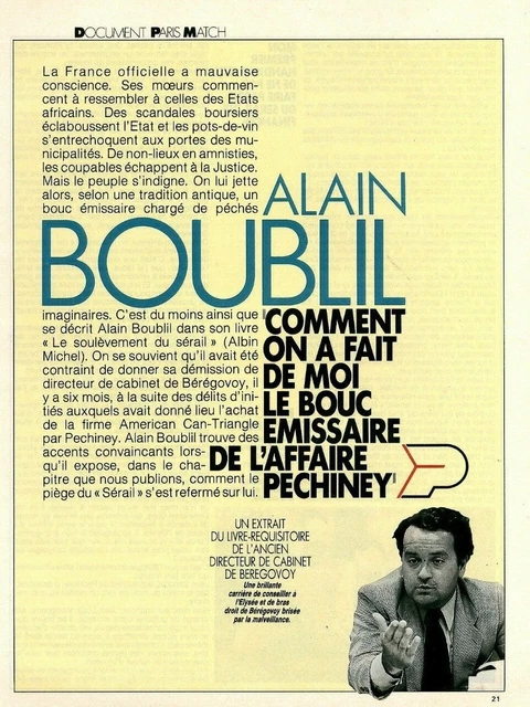 COUPURE DE PRESSE Clipping 1990 Alain Boublil et Affaire Péchiney (5 ...