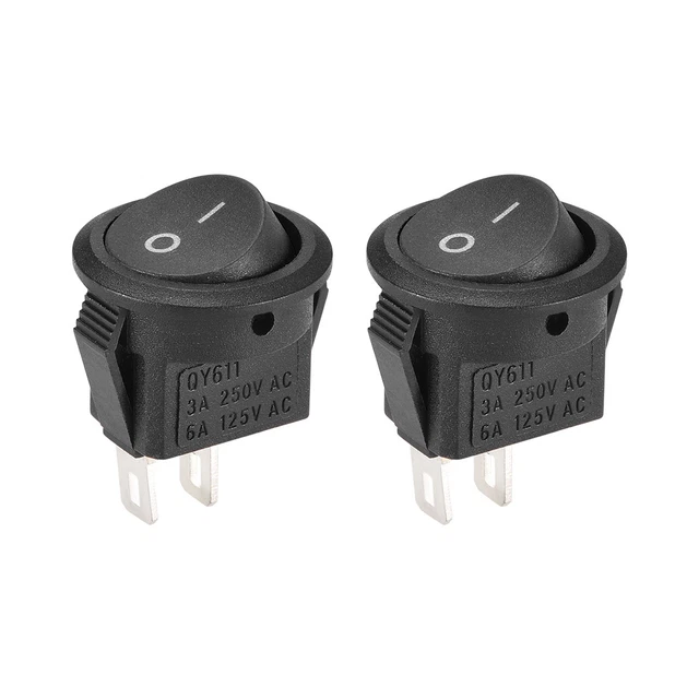 BOAT ROCKER SWITCH Round Toggle Switch 2pins ON/OFF AC 250V/3A 125V/6A ...