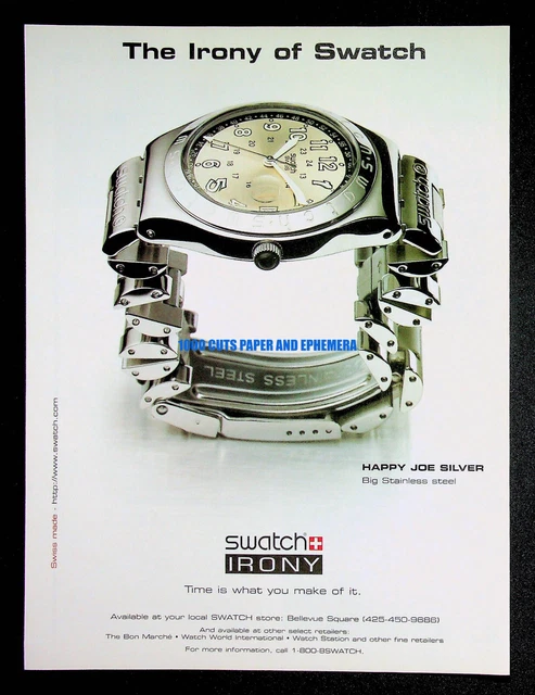 SWATCH IRONY WRIST Watch 1999 Trade Print Magazine Ad Poster ADVERT $7. ...