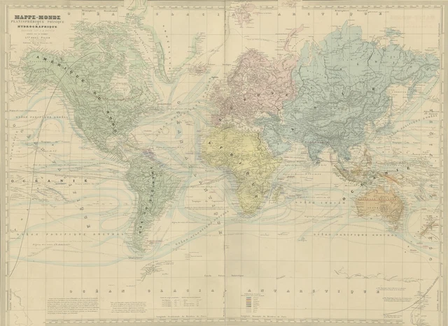 ATLAS MAPPEMONDE PLANISPHÈRE Physique Hydrographique Gravure originale XIXe EUR 50,00 - PicClick IT