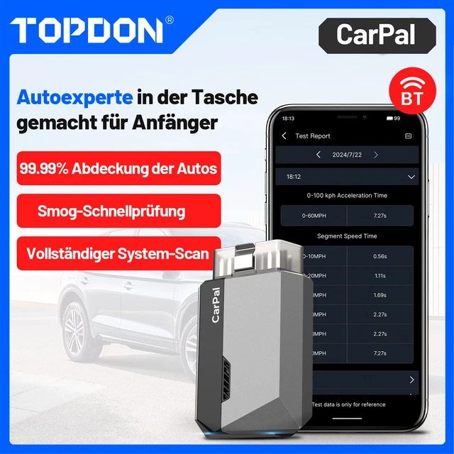 TOPDON CARPAL-E KFZ OBD2 Diagnosegerät Scanner Full System Bluetooth ...