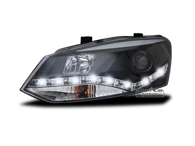 NOU FARURI CU LED DRL interior pentru pour VW POLO 6R 09-14 negru FR ...
