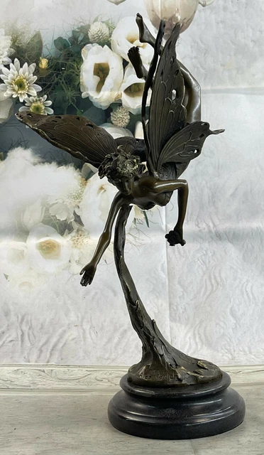 ART DÉCO PAPILLON Ange Nymphe Fairy Fantaisie Collectionneur Bronze ...