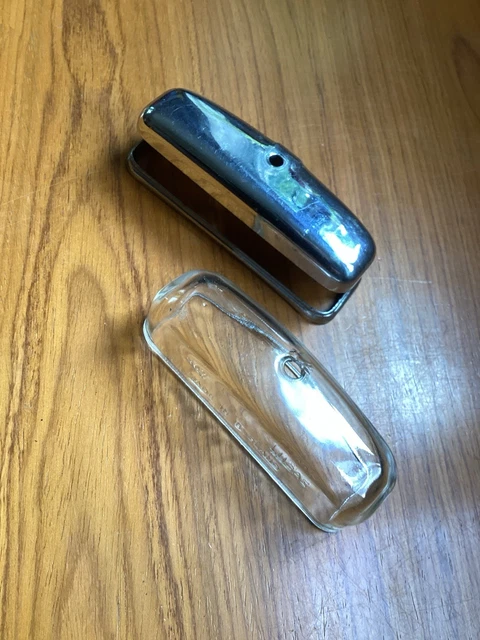 ORIGINAL LUCAS L467 Rear Number Plate Chrome Lamp Cover & Glass - Mini ...