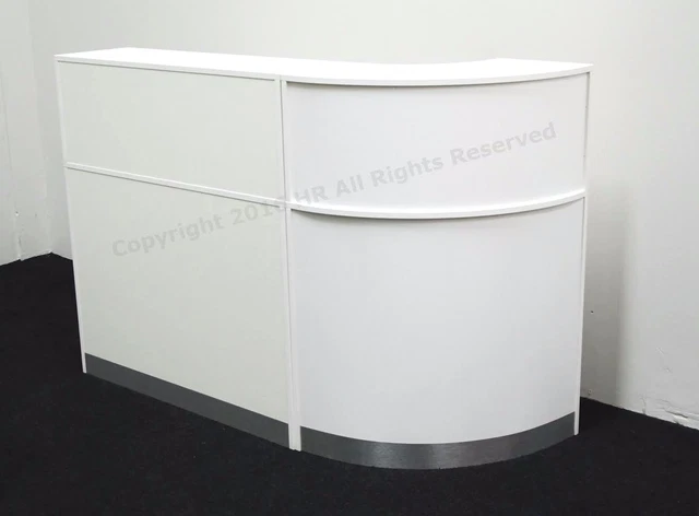 RECEPTION DESK White Curved Unit 1200Mm Unit Aluminium Plinth Half ...