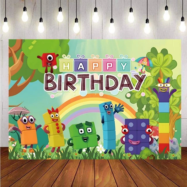 NUMBERBLOCKS BACKDROP KIDS Happy Birthday Party Photo Background Banner ...