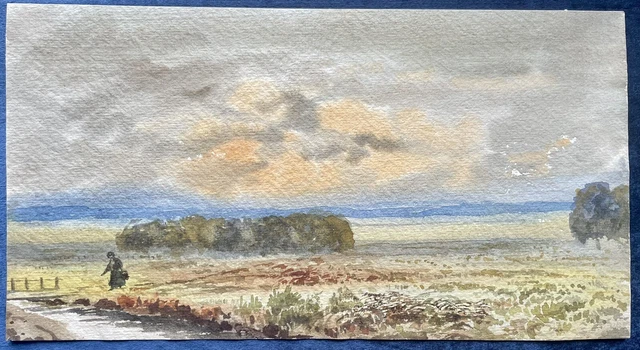 ANTIQUE WATERCOLOUR PAINTING - Landscape With Figure, George Chance, c ...