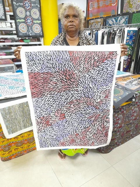 SHARON BUTCHER ABORIGINAL Artist Painting BUSH MEDICINE LEAF Papunya ...
